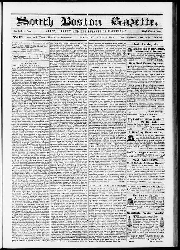 South Boston Gazette. April 07, 1849 - Digital Commonwealth