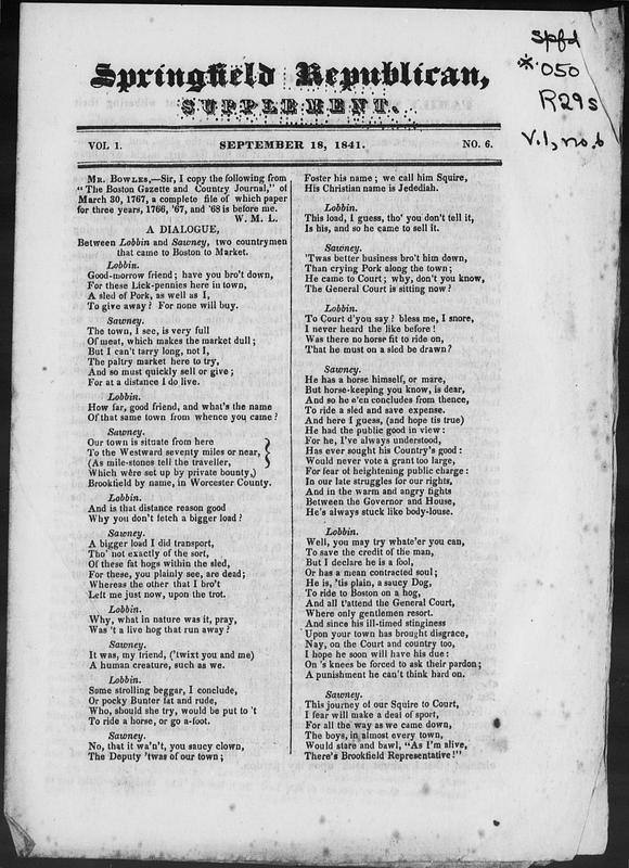 Springfield Republican. September 18, 1841 - Digital Commonwealth