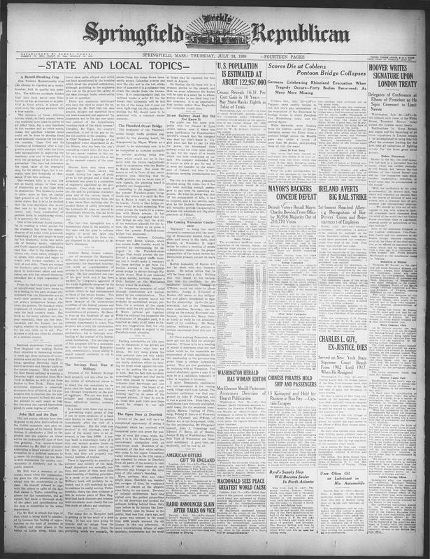 Springfield Weekly Republican. July 24, 1930 - Digital Commonwealth