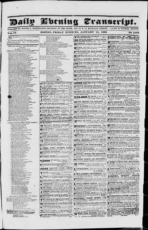 Daily Evening Transcript. January 12, 1838 - Digital Commonwealth