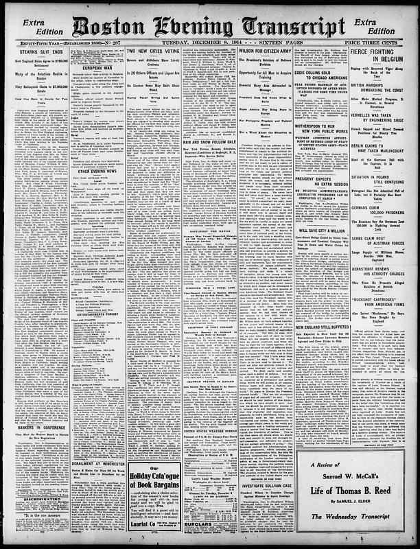 Boston Evening Transcript. December 08, 1914 - Digital Commonwealth