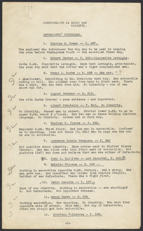 Sacco-Vanzetti Case Records, 1920-1928. Prosecution Papers. Annotated ...