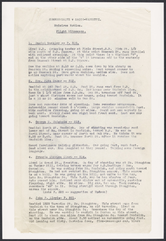 Sacco-Vanzetti Case Records, 1920-1928. Prosecution Papers. Ranney ...