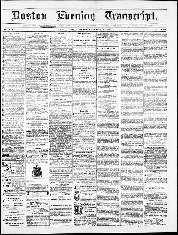 Boston Evening Transcript. September 23, 1864 - Digital Commonwealth