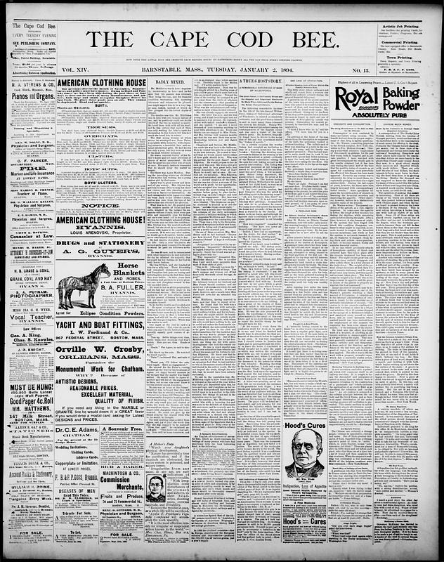 The Cape Cod Bee. January 02, 1894 - Digital Commonwealth