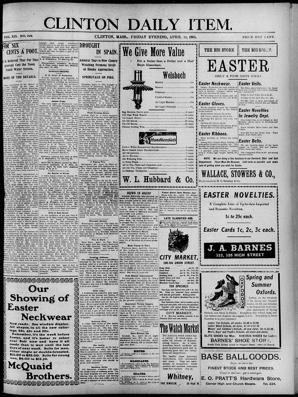 Clinton Daily Item. April 14, 1905 - Digital Commonwealth