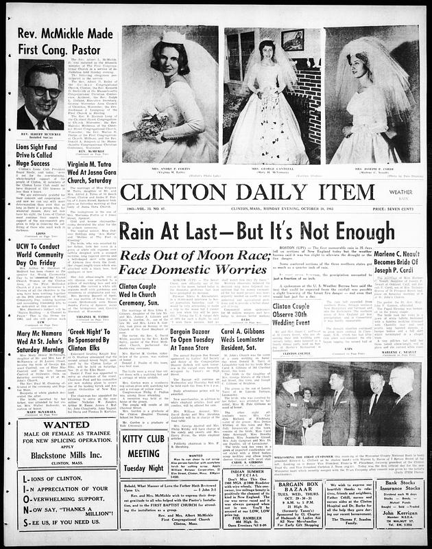 Clinton Daily Item. October 28, 1963 - Digital Commonwealth