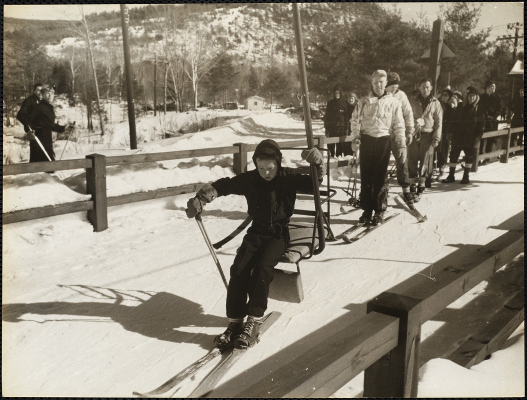 Getting on the chair tramway - Digital Commonwealth
