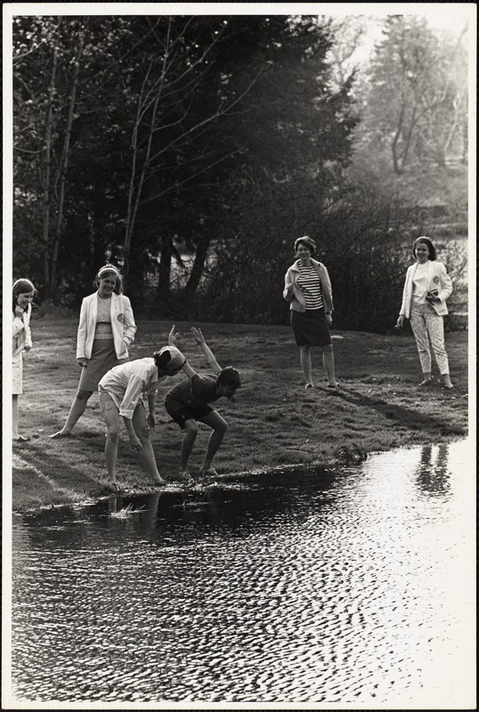 Spring frolic at pond - Digital Commonwealth