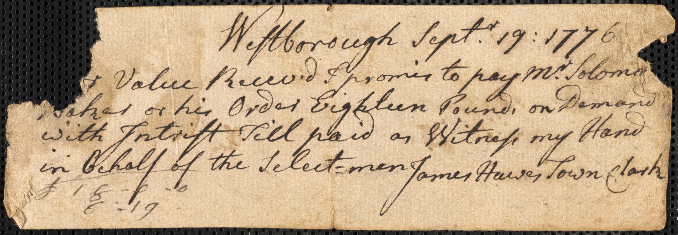 Promissory Notes Issued by the Town, 1776-1779 - Digital Commonwealth