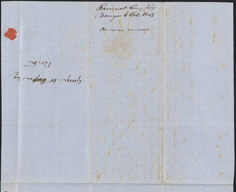 Samuel Cony to George Coffin, 6 October 1849 - Digital Commonwealth
