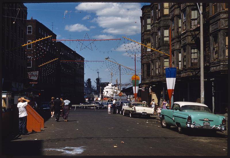 View down Hanover St. decorated for the Feast of St. Anthony - Digital ...