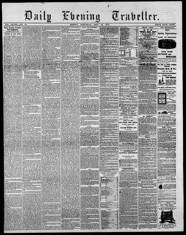 Daily Evening Traveller. May 25, 1872 - Digital Commonwealth
