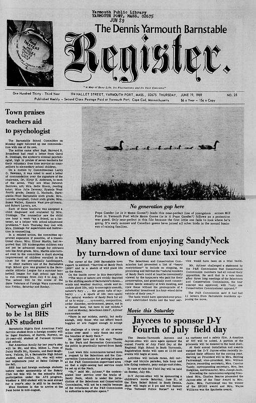 The Dennis Yarmouth Barnstable Register. June 19, 1969 - Digital ...