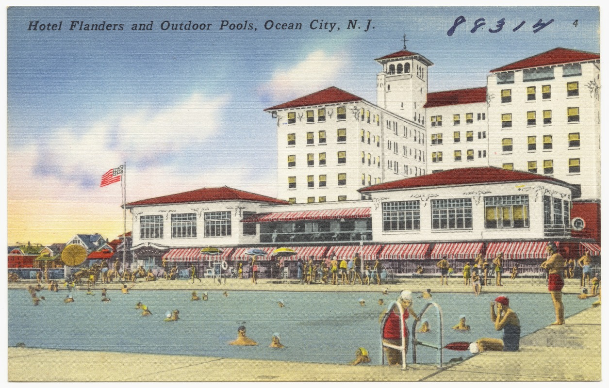 Hotel Flanders and outdoor pools, Ocean City, N. J. - Digital Commonwealth