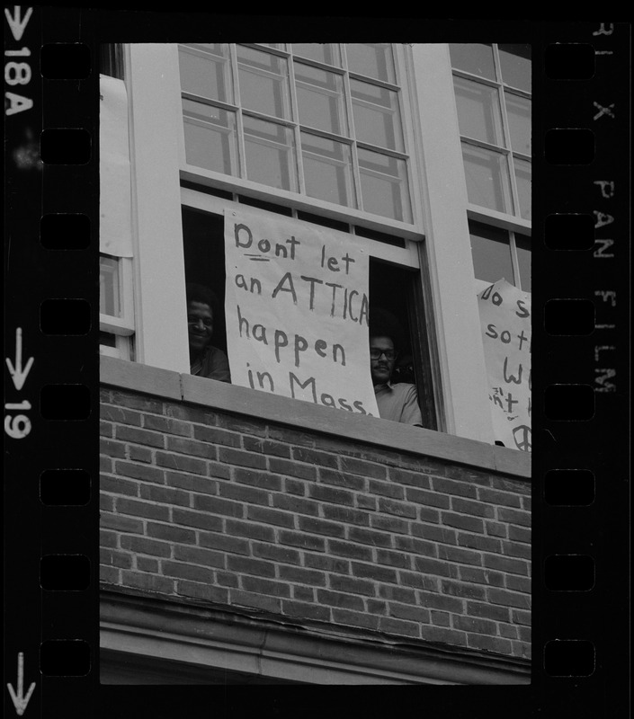Signs show the demands during Norfolk Prison protest - Digital Commonwealth