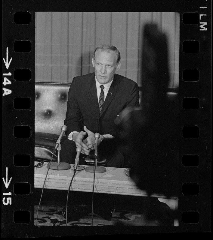 Colonel Buzz Aldrin at press conference before his speaking engagement ...