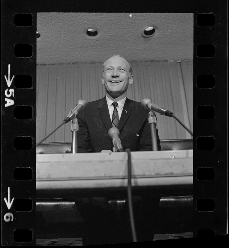 Colonel Buzz Aldrin at press conference before his speaking engagement ...