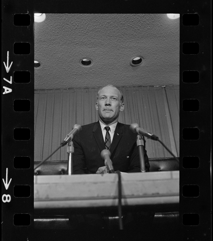 Colonel Buzz Aldrin at press conference before his speaking engagement ...