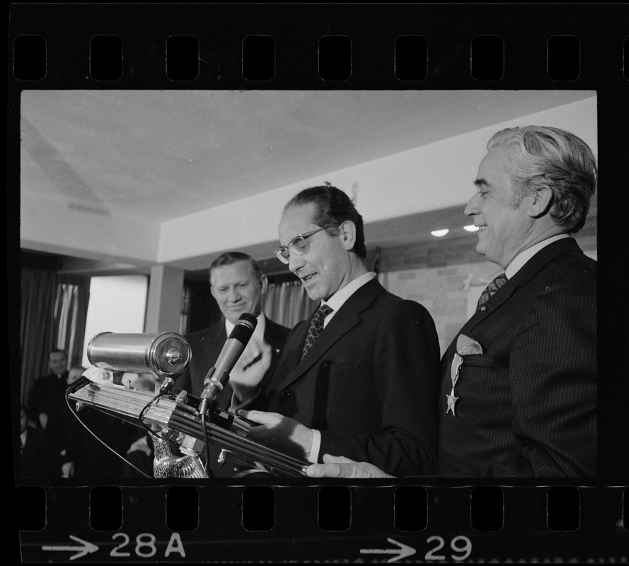 Italian Prime Minister Emilio Colombo speaking at Don Orione Home in ...