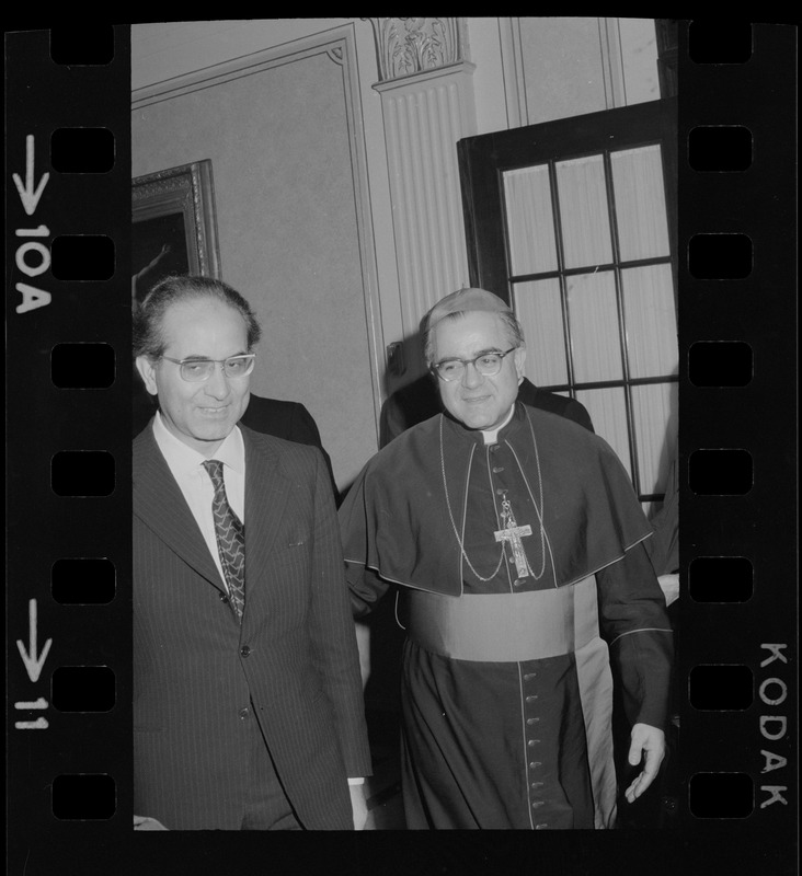 Italian Prime Minister Emilio Colombo visiting Archbishop Humberto S ...