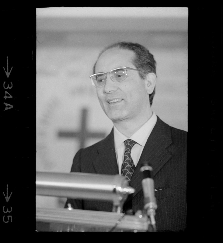 Italian Prime Minister Emilio Colombo speaking at Don Orione Home in ...