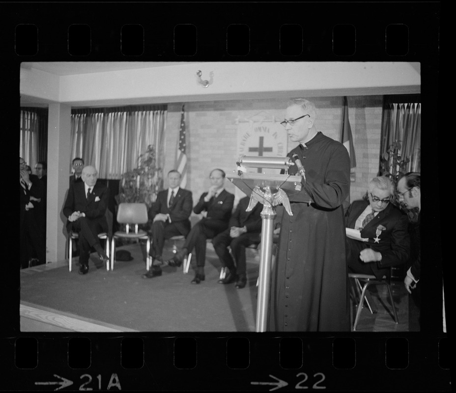 Italian Prime Minister Emilio Colombo speaking at Don Orione Home in ...