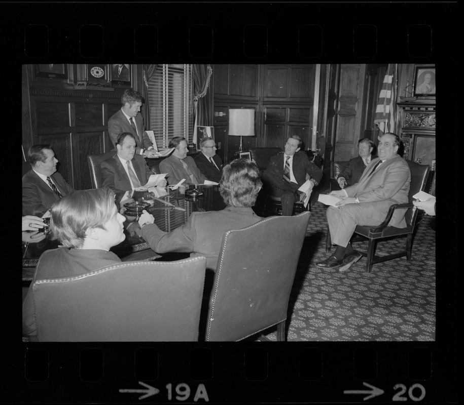 House Speaker David Bartley and Newton Mayor Monte Basbas at meeting to ...