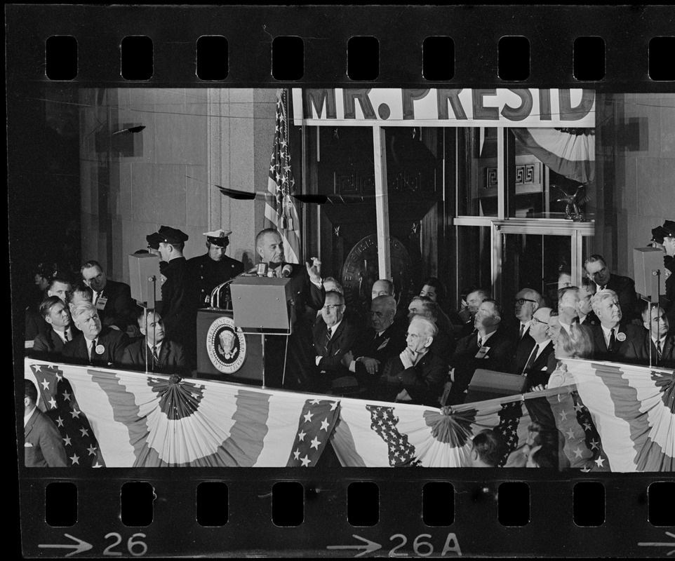 Lyndon Johnson campaign rally in Post Office Square - Digital Commonwealth