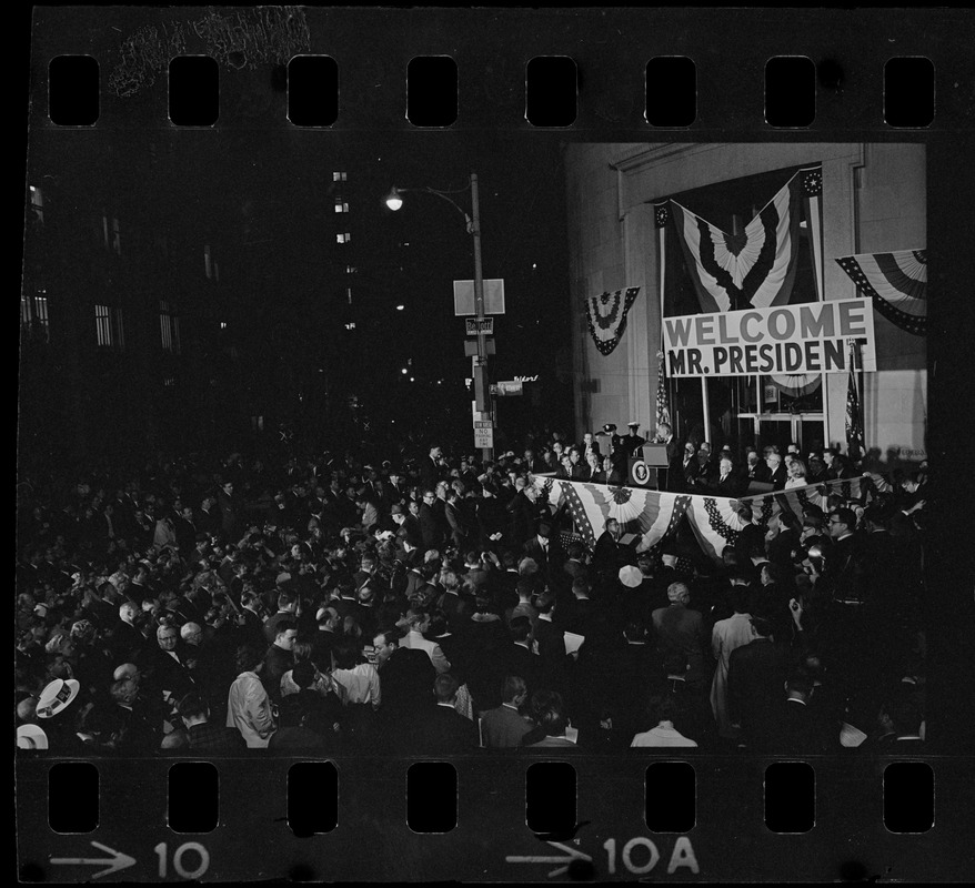 Lyndon Johnson campaign rally in Post Office Square - Digital Commonwealth
