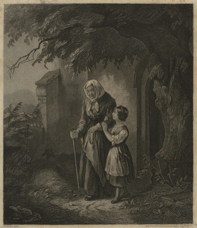 Blind woman with sighted guide (young child) - Digital Commonwealth
