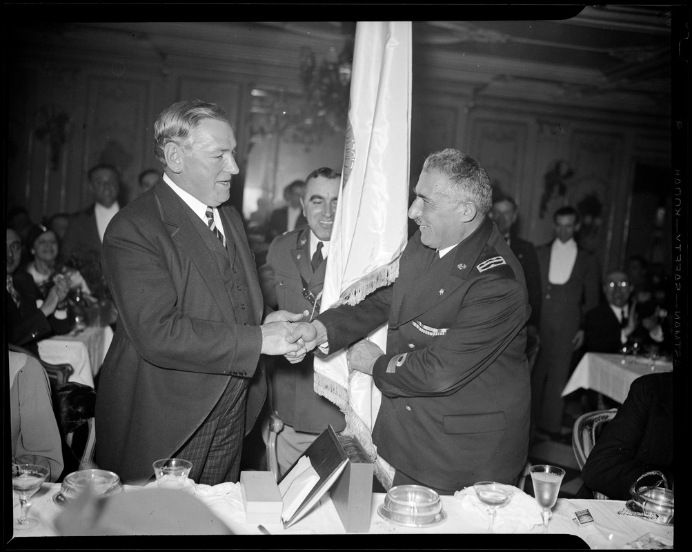 Gov. James M. Curley, Capt. Attilio Frugone (SS Roma), Mayor Fred W ...