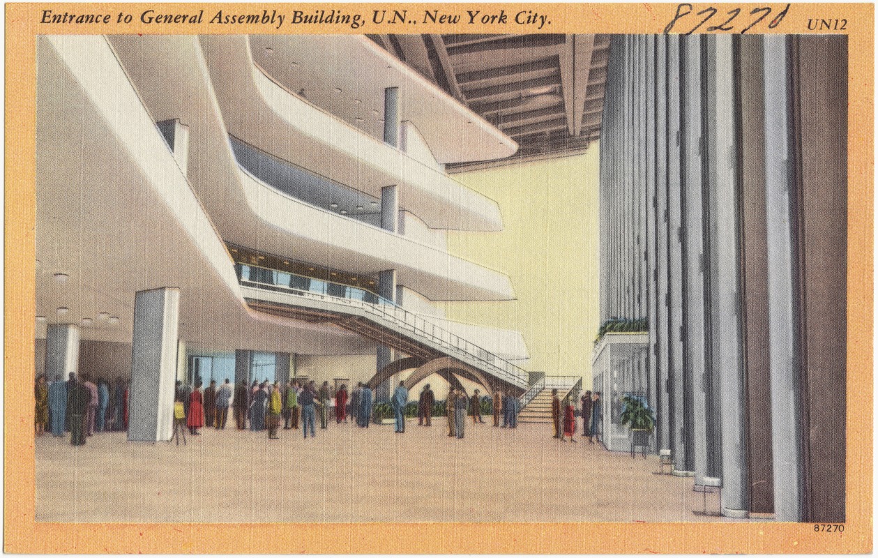 Entrance to General Assembly Building, U.N., New York City. - Digital ...