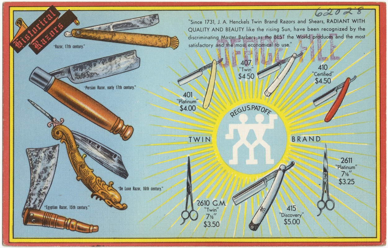 Since 1731, J.A. Henckels Twin Brand Razors and Shears, radiant with ...