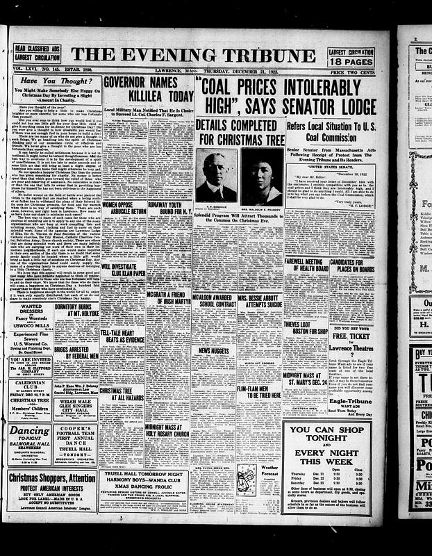 The Evening Tribune. December 21, 1922 - Digital Commonwealth