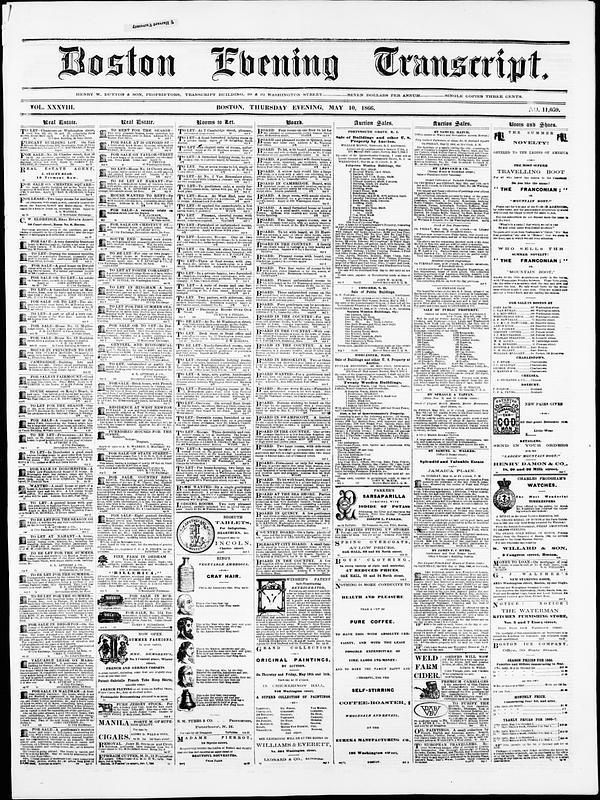 Boston Evening Transcript. May 10, 1866 - Digital Commonwealth