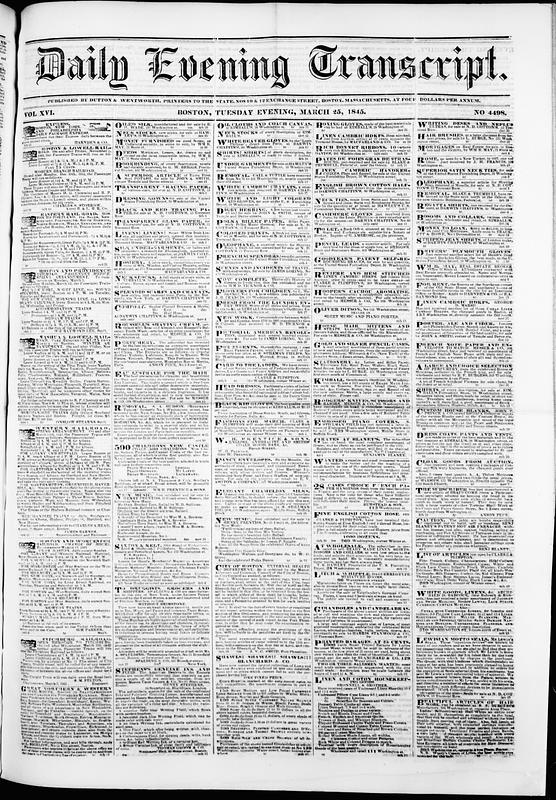 Daily Evening Transcript. March 25, 1845 - Digital Commonwealth