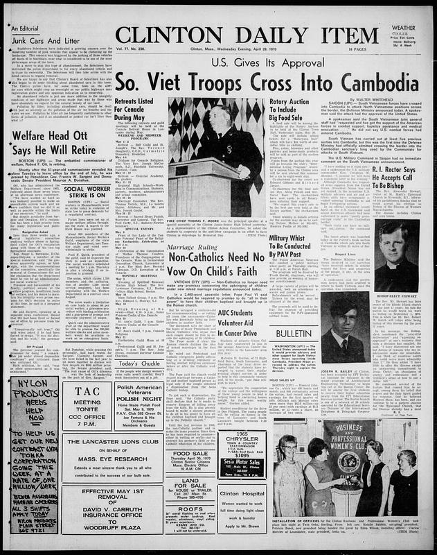 Clinton Daily Item. April 29, 1970 - Digital Commonwealth