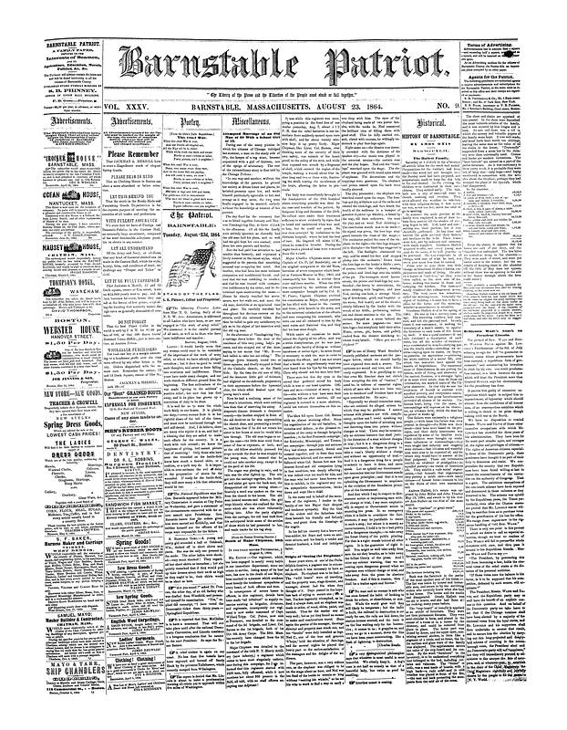 Barnstable Patriot. August 23, 1864 - Digital Commonwealth