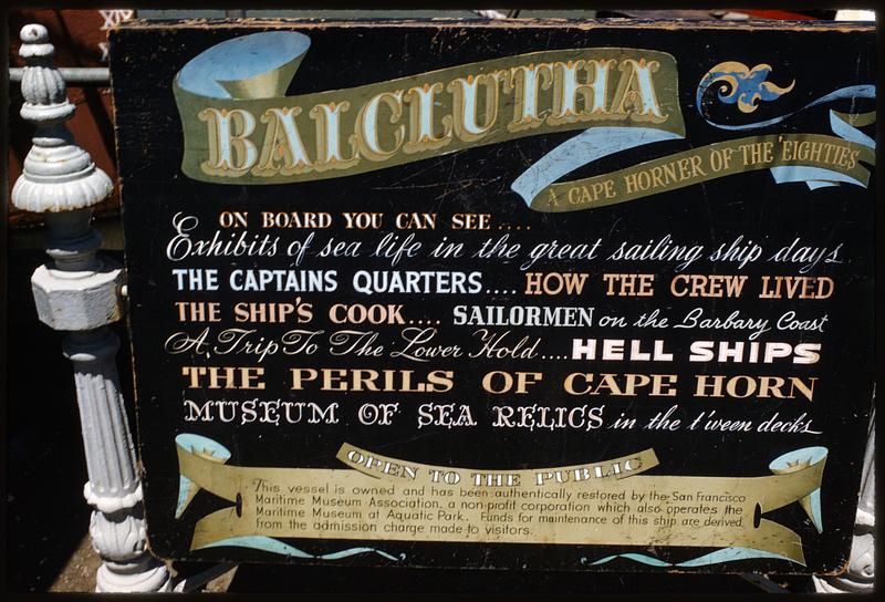 Sign for the Balclutha, San Francisco - Digital Commonwealth