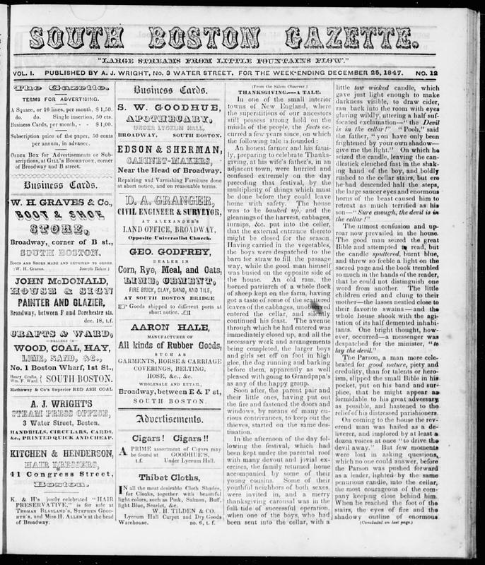 South Boston Gazette. December 25, 1847 - Digital Commonwealth