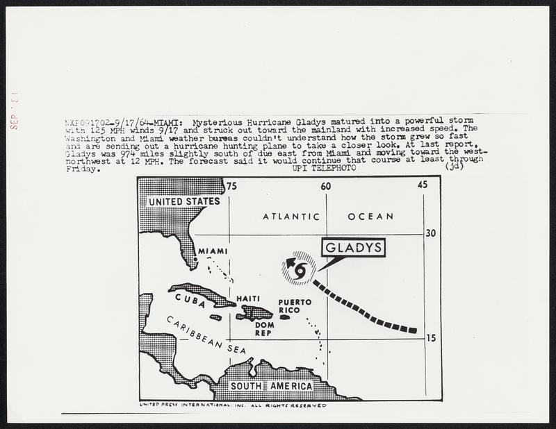 Mysterious Hurricane Gladys matured into a powerful storm with 125 MPH ...