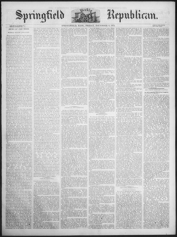 Springfield Weekly Republican. December 06, 1872 - Digital Commonwealth
