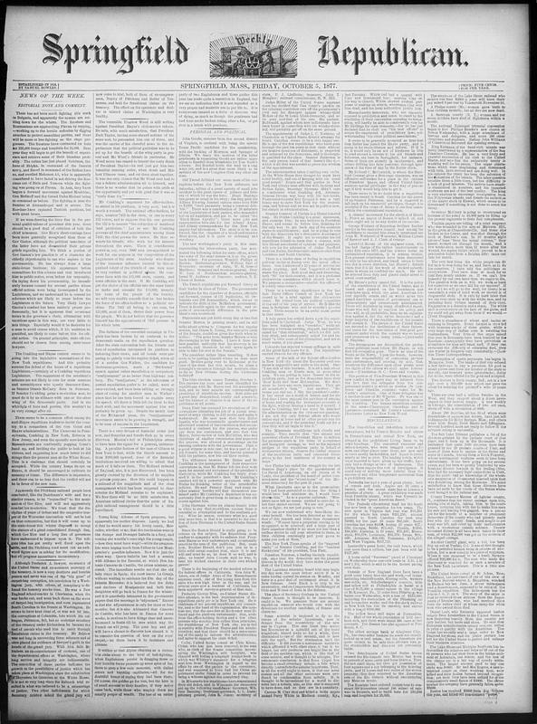 Springfield Weekly Republican. October 05, 1877 - Digital Commonwealth