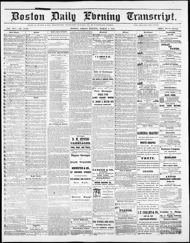 Boston Daily Evening Transcript. March 08, 1872 - Digital Commonwealth