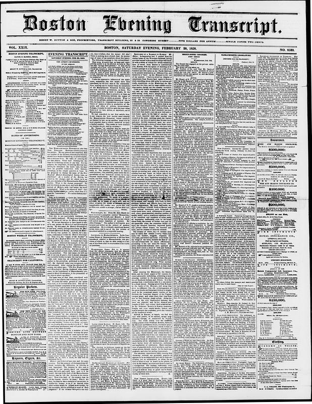 Boston Evening Transcript. February 20, 1858 - Digital Commonwealth