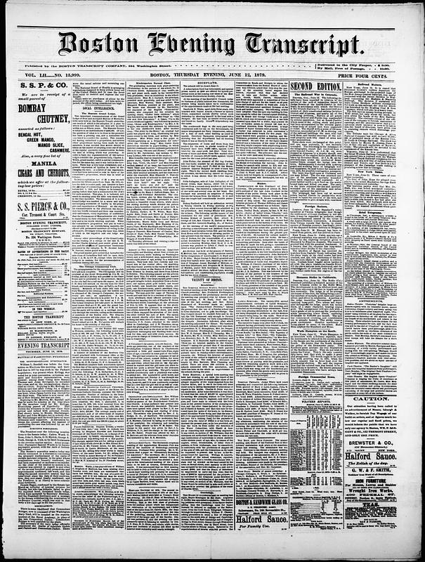 Boston Evening Transcript. June 12, 1879 - Digital Commonwealth
