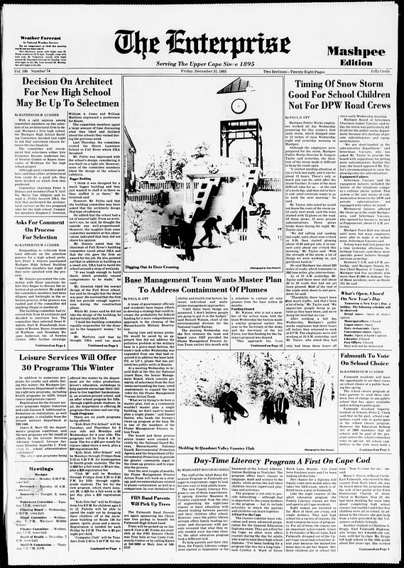 The Mashpee Enterprise. December 31, 1993 - Digital Commonwealth
