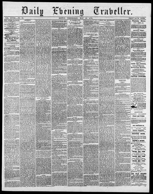Daily Evening Traveller. May 15, 1872 - Digital Commonwealth