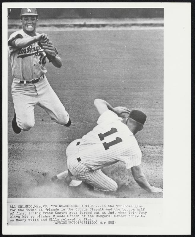 "Twins-Dodgers Action"...In the 7th.home game for the Twins at Orlando ...